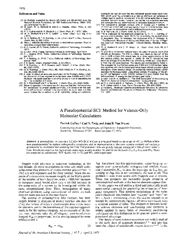 Pdf Pseudopotential Scf Method For Valence Only Molecular Calculations