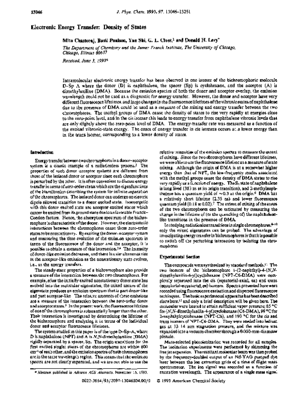 (PDF) Electronic energy transfer: density of states