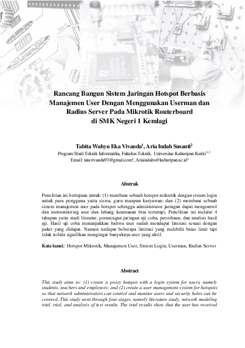 (PDF) Rancang Bangun Sistem Jaringan Hotspot Berbasis Manajemen User Dengan Menggunakan Userman ...