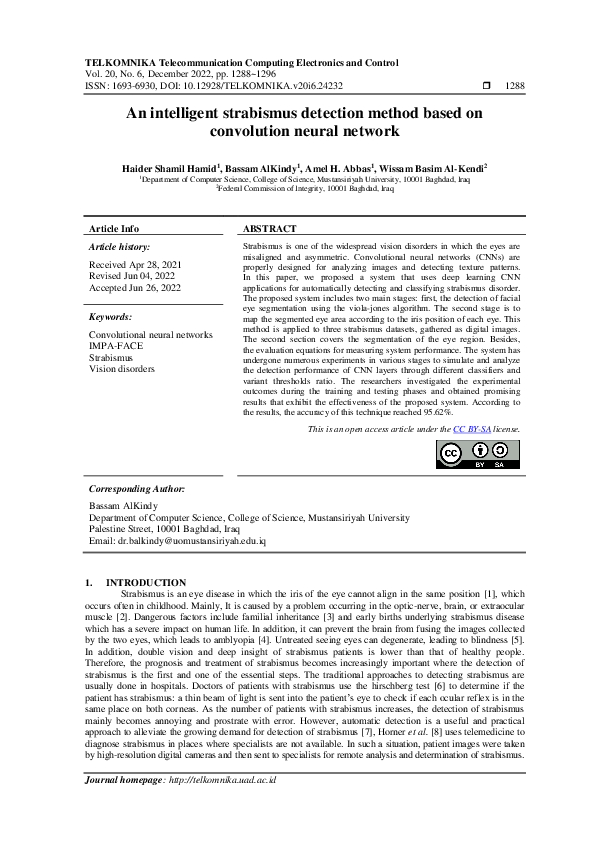 (PDF) An intelligent strabismus detection method based on convolution neural network
