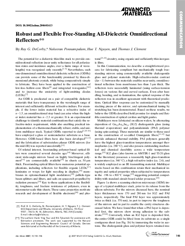 (PDF) Robust and Flexible Free-Standing All-Dielectric Omnidirectional ...