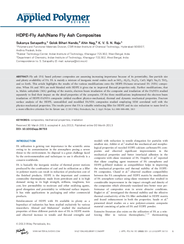 (PDF) HDPE-Fly Ash/Nano Fly Ash Composites