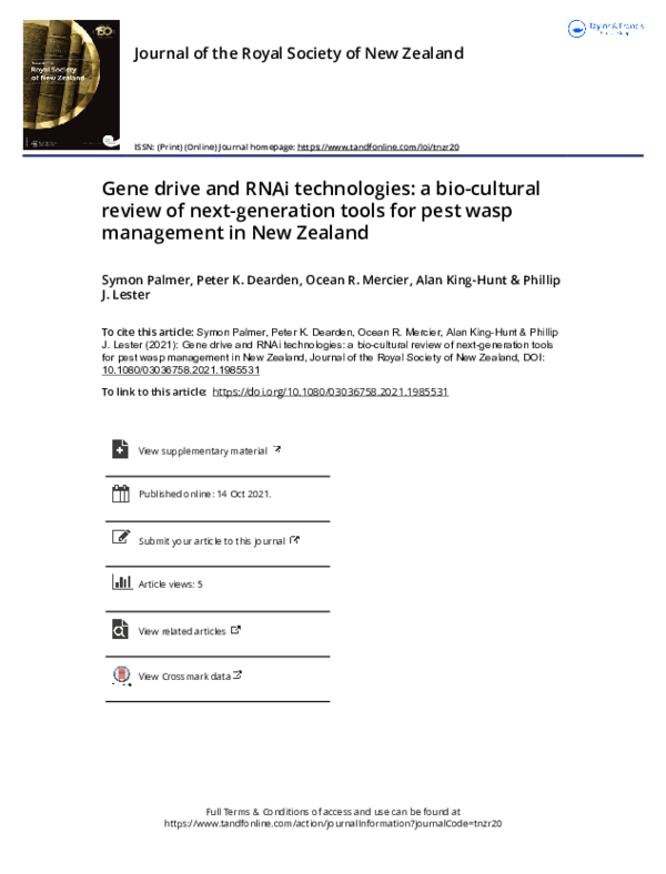 (PDF) Gene drive and RNAi technologies: a bio-cultural review of next ...