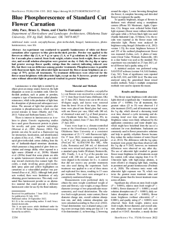 (PDF) Blue Phosphorescence of Standard Cut Flower Carnation