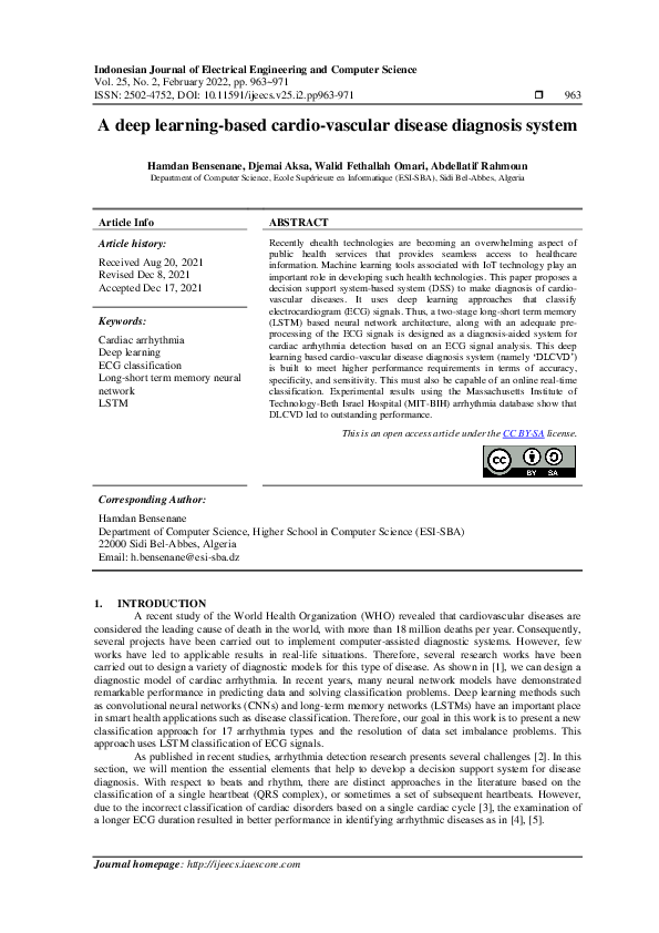Pdf A Deep Learning Based Cardio Vascular Disease Diagnosis System