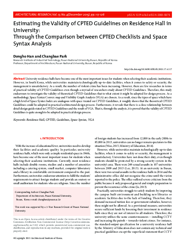(PDF) Estimating the Validity of CPTED Guidelines on Residence Hall in ...