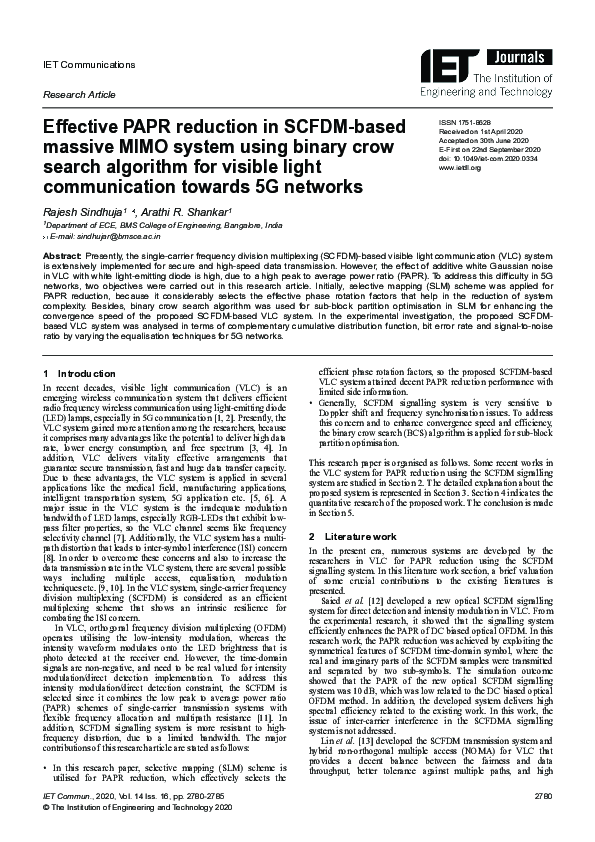 Pdf Effective Papr Reduction In Scfdm‐based Massive Mimo System Using