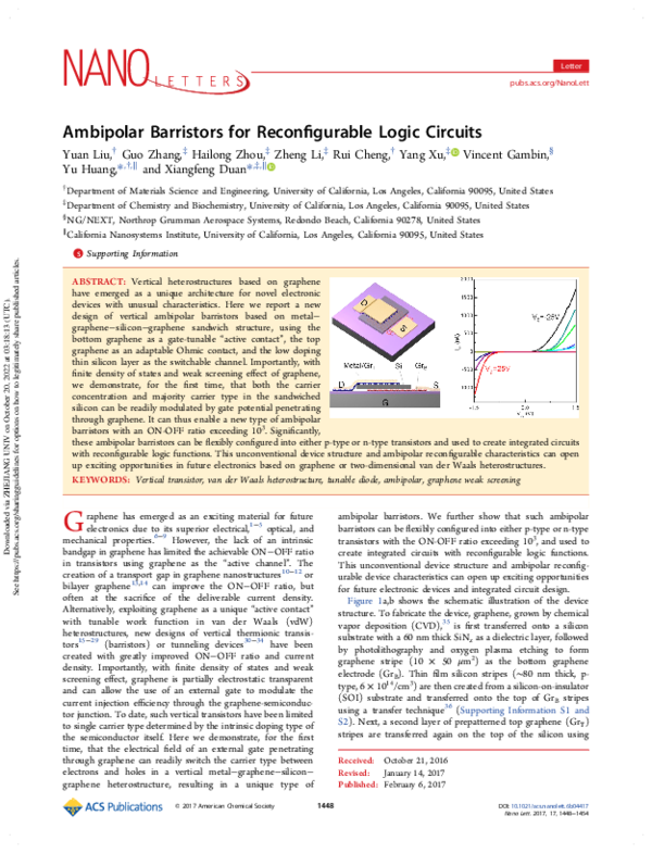 (PDF) Ambipolar Barristors for Reconfigurable Logic Circuits