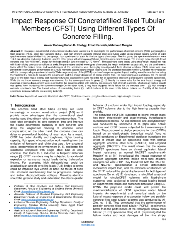 (PDF) Impact Response Of Concretefilled Steel Tubular Members (CFST ...