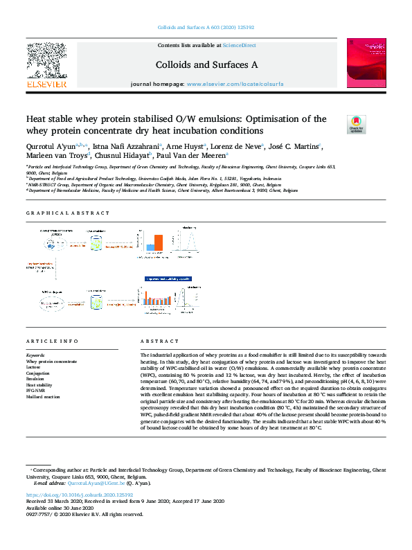 (PDF) Heat stable whey protein stabilised O/W emulsions: Optimisation ...