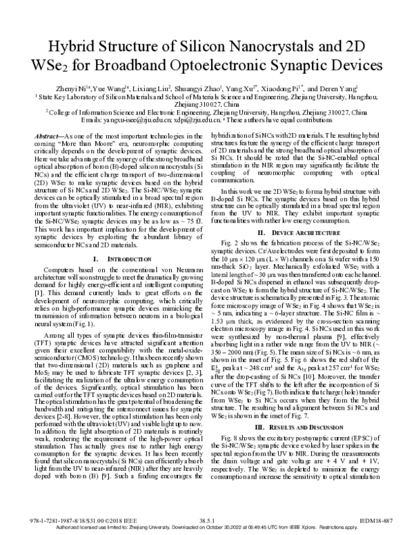 (PDF) Hybrid Structure of Silicon Nanocrystals and 2D WSe 2 for Broadband Optoelectronic ...