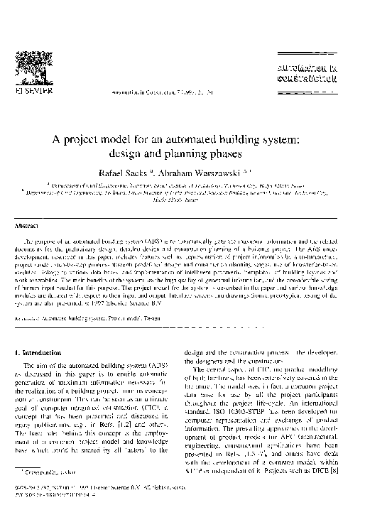 (PDF) A project model for an automated building system: design and ...