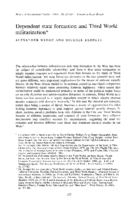 (PDF) Dependent state formation and Third World militarization