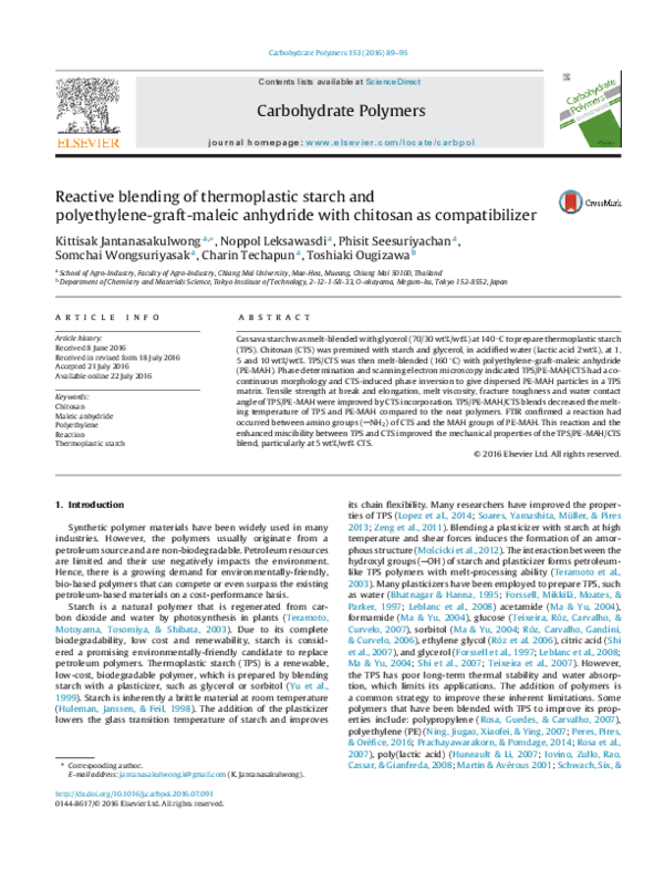(PDF) Reactive blending of thermoplastic starch and polyethylene-graft-maleic anhydride with ...