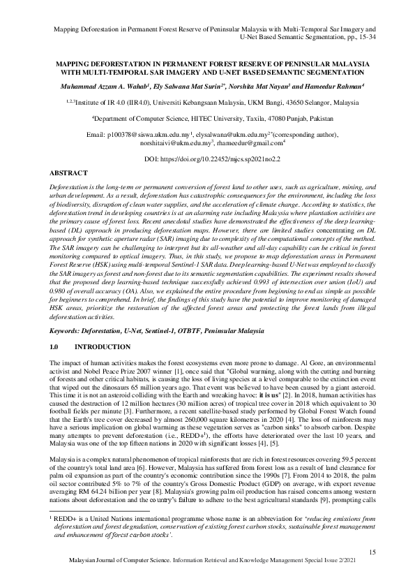 Pdf Mapping Deforestation In Permanent Forest Reserve Of Peninsular