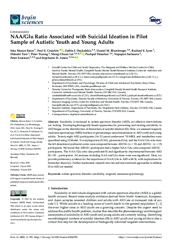 (PDF) NAA/Glu Ratio Associated with Suicidal Ideation in Pilot Sample ...