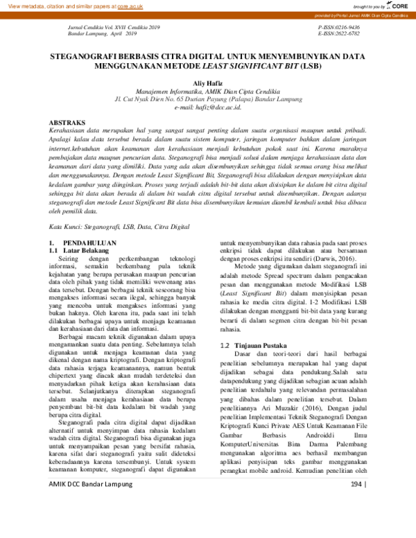 (PDF) Steganografi Berbasis Citra Digital Untuk Menyembunyikan Data ...