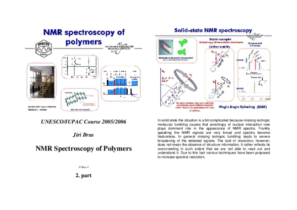 (PDF) NMR Spectroscopy of Polymers