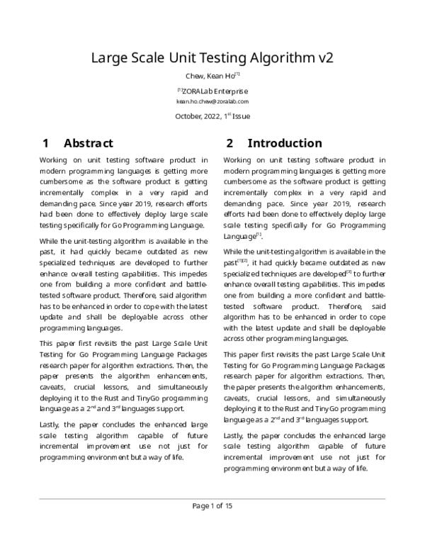 (PDF) Large Scale Unit Testing Algorithm v2
