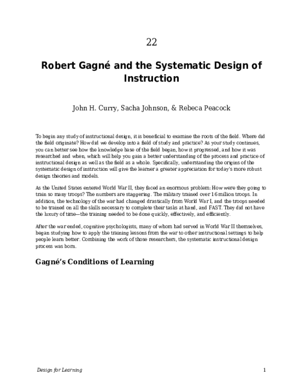 (PDF) Robert GagnÃ© and the Systematic Design of Instruction
