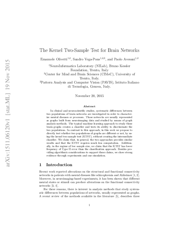 (PDF) The Kernel Two-Sample Test for Brain Networks | Sandro Vega-Pons ...