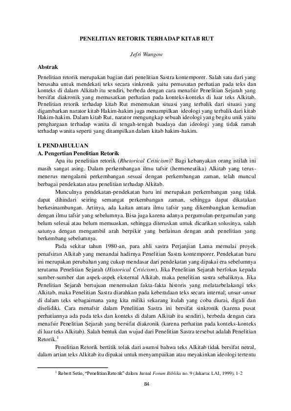 (PDF) Penelitian Retorik Terhadap Kitab Rut