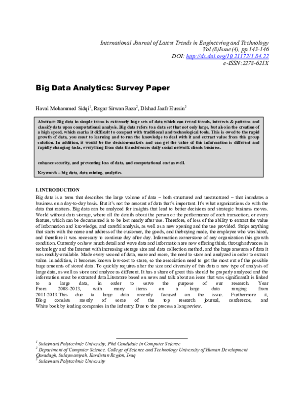(PDF) Big data analytics:survey paper