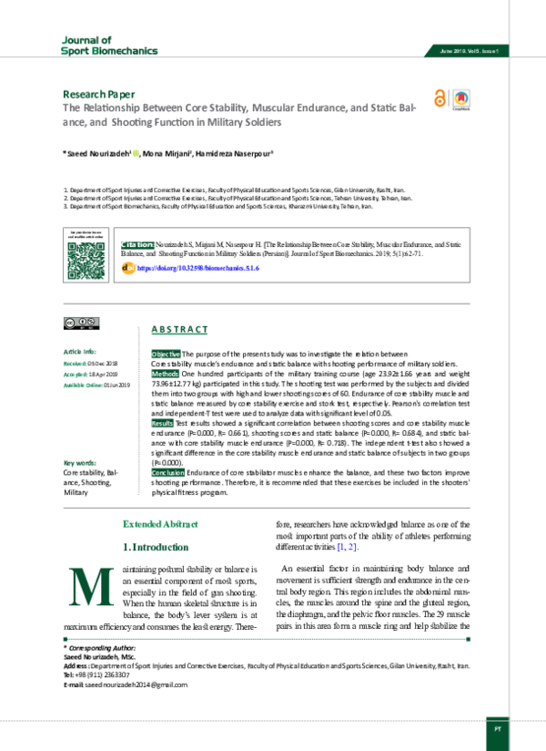 (PDF) The relation between core stability muscle’s endurance and static ...