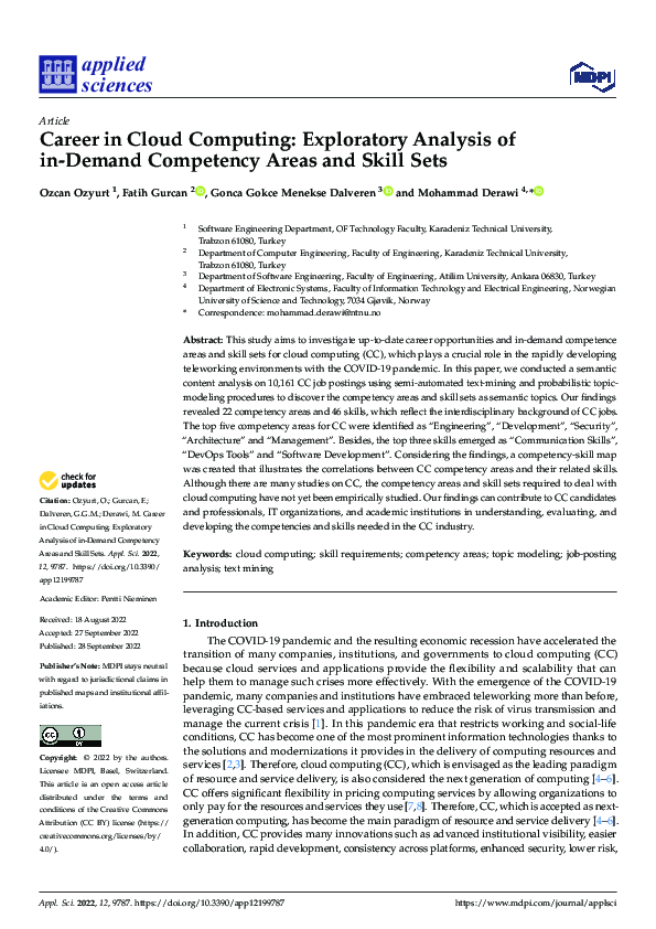 (PDF) Career in Cloud Computing: Exploratory Analysis of In-Demand Competency Areas and Skill Sets