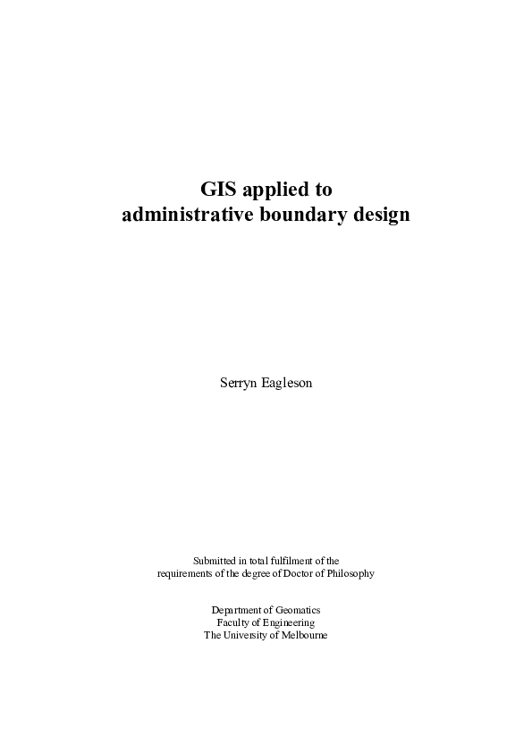 (PDF) GIS applied to administrative boundary design | Serryn Eagleson ...