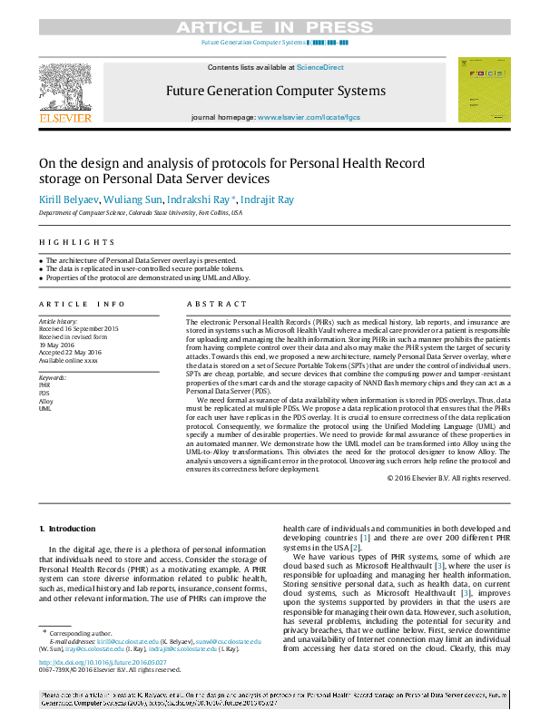 (PDF) On the design and analysis of protocols for Personal Health ...