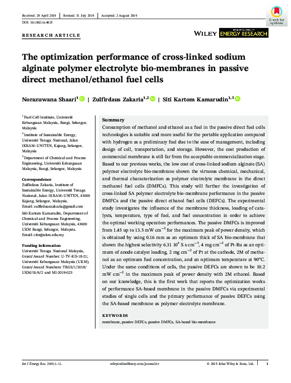 (PDF) The optimization performance of cross‐linked sodium alginate polymer electrolyte bio ...