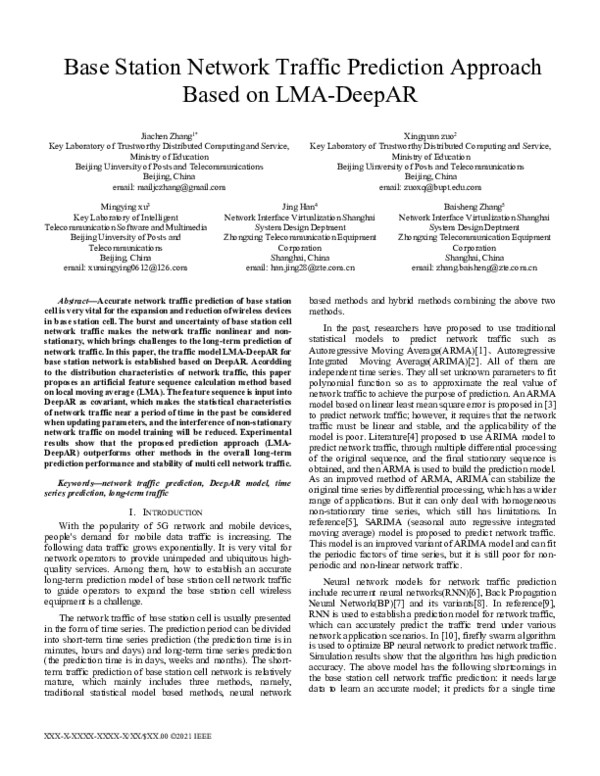 (PDF) Base Station Network Traffic Prediction Approach Based on LMA -DeepAR