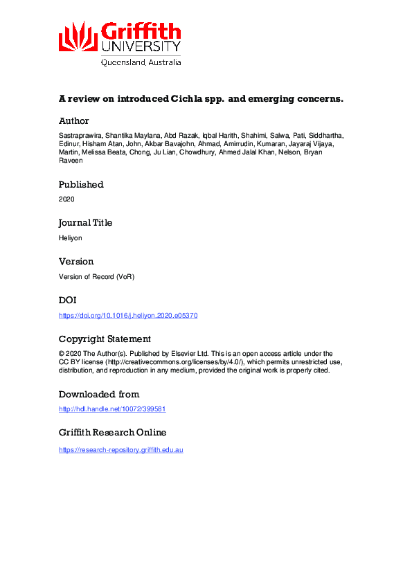 (PDF) A review on introduced Cichla spp. and emerging concerns