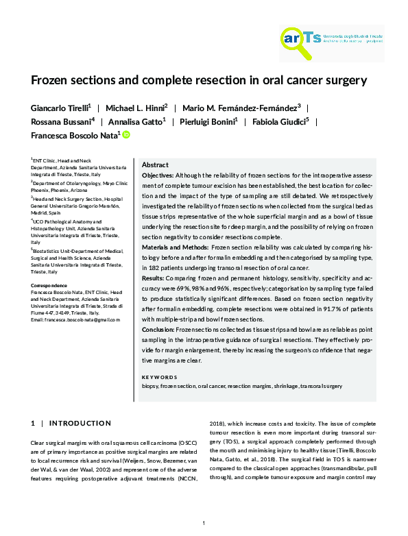 Frozen sections and complete resection in oral cancer surgery