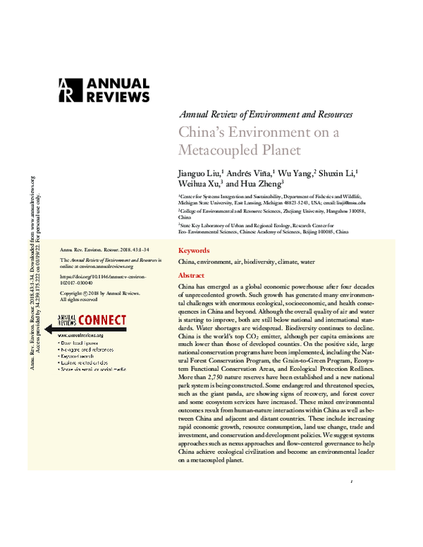 (PDF) China's Environment on a Metacoupled Planet | Shuxin Li ...