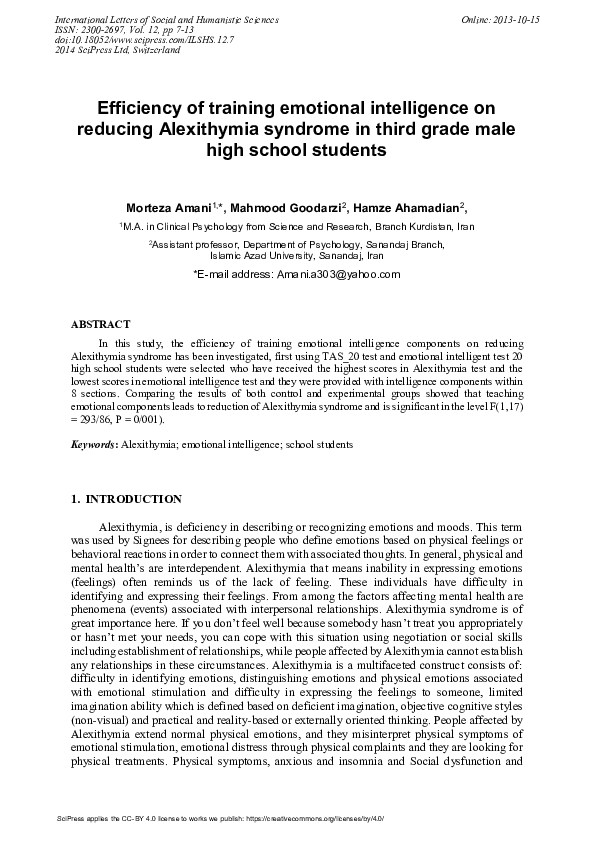 (PDF) Efficiency of Training Emotional Intelligence on Reducing ...