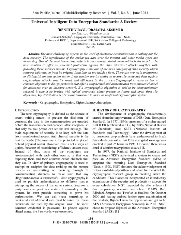 (PDF) Universal Intelligent Data Encryption Standards: A Review