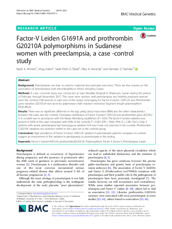 (PDF) Factor V Leiden G1691A and prothrombin G20210A mutations are ...