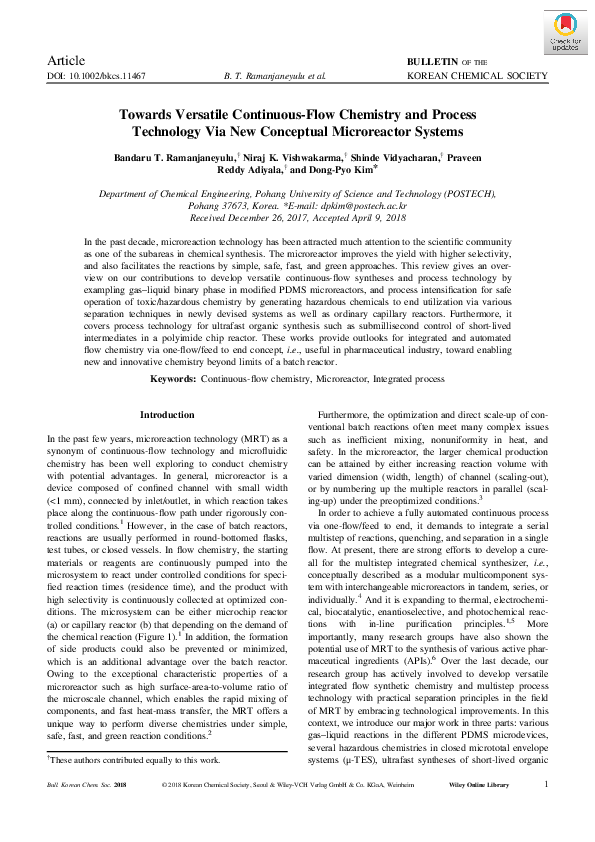 (PDF) Towards Versatile Continuous-Flow Chemistry and Process Technology Via New Conceptual ...