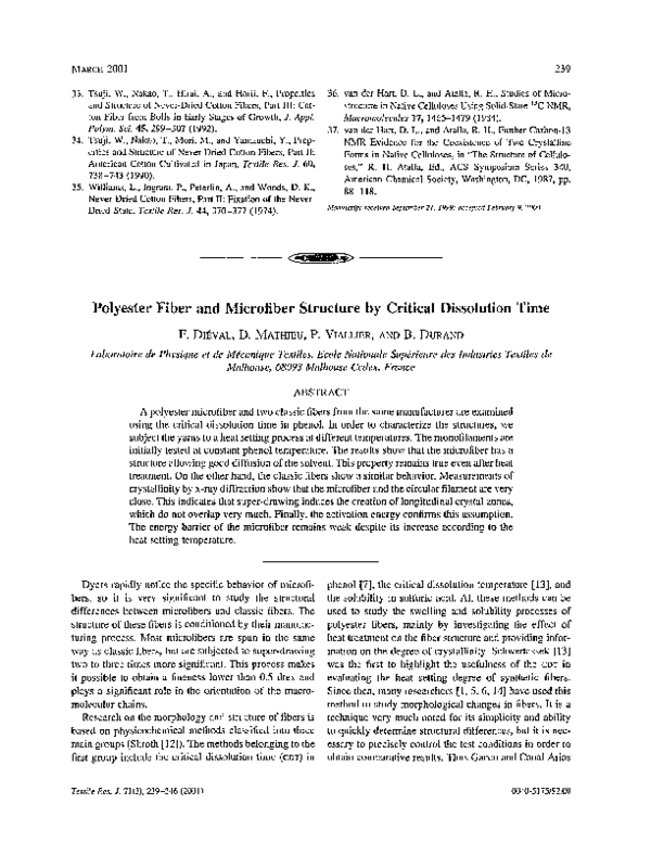 (PDF) Polyester Fiber and Microfiber Structure by Critical Dissolution Time