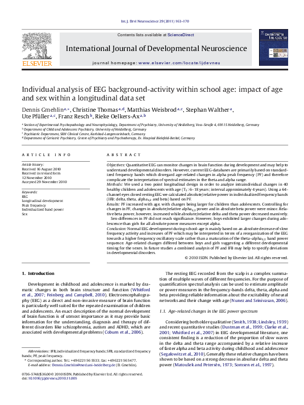 Pdf Individual Analysis Of Eeg Background Activity Within School Age