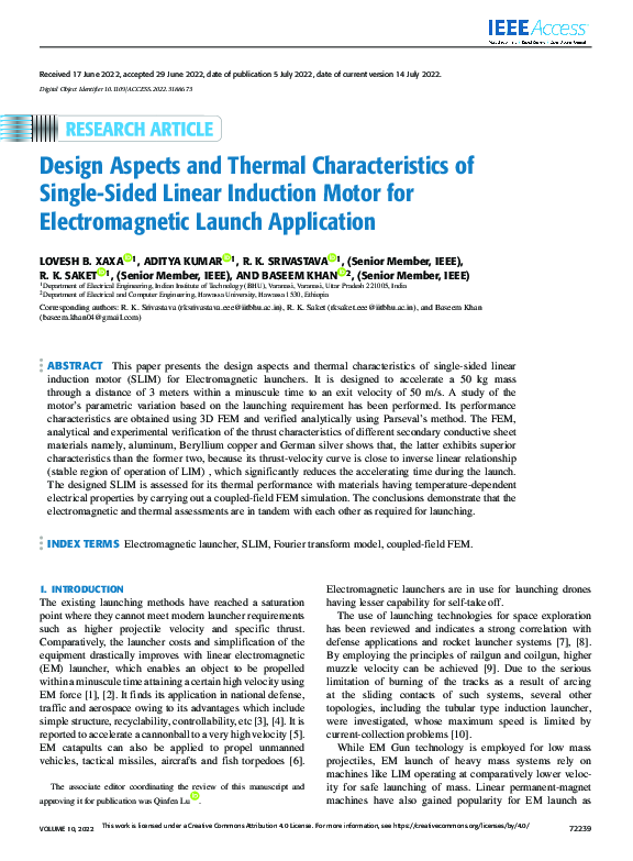 (PDF) Design Aspects and Thermal Characteristics of Single-Sided Linear Induction Motor for ...