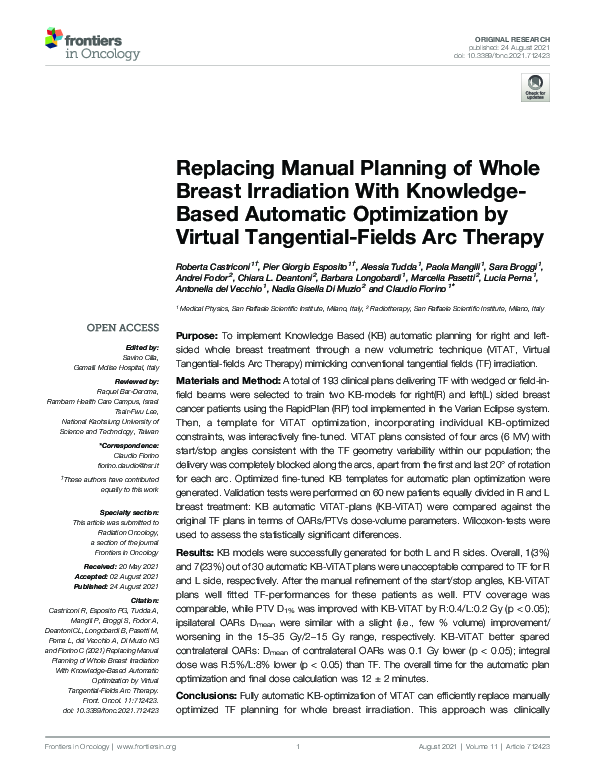 (PDF) Replacing Manual Planning of Whole Breast Irradiation With Knowledge-Based Automatic ...