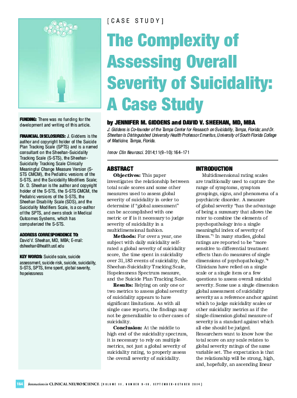 (PDF) The complexity of assessing overall severity of suicidality: a ...