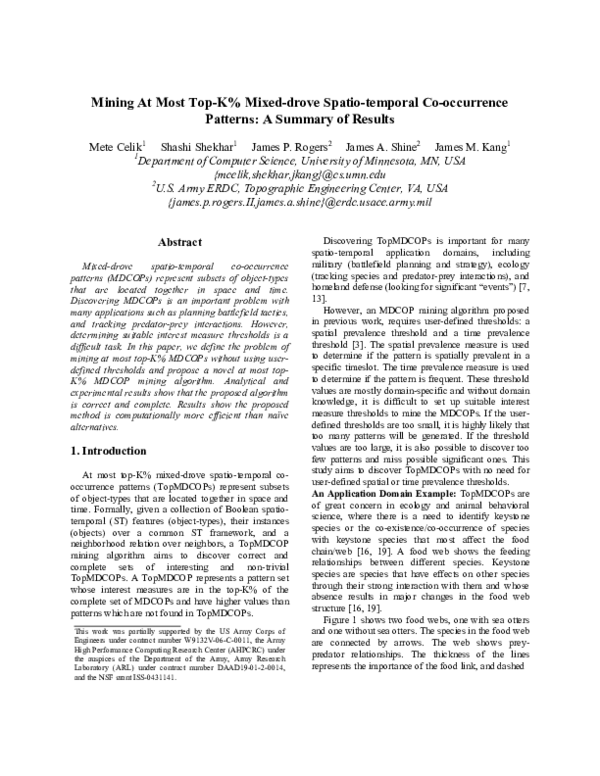 (PDF) Mining At Most Top-K% Mixed-drove Spatio-temporal Co-occurrence Patterns: A Summary of Results
