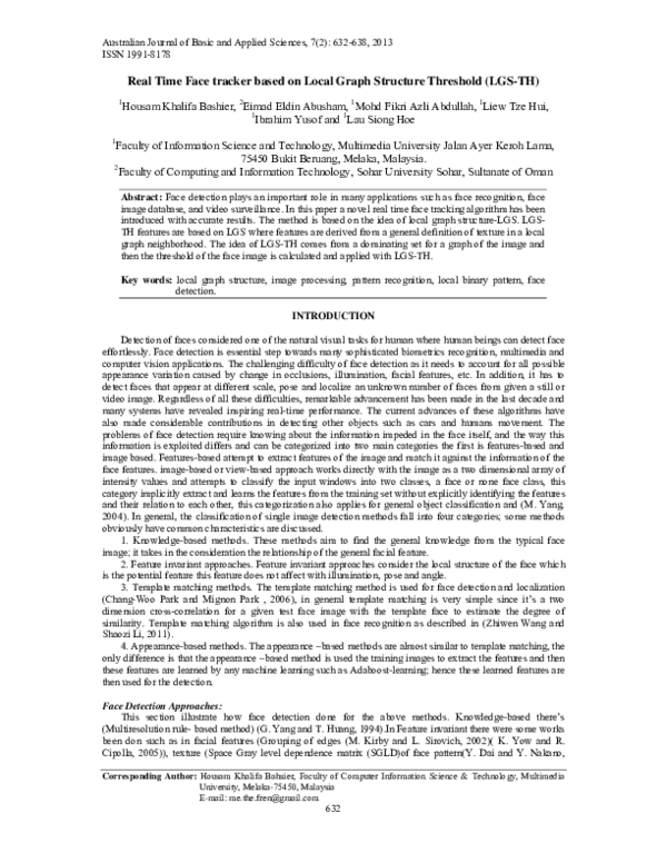 (PDF) Real Time Face tracker based on Local Graph Structure Threshold (LGS-TH)