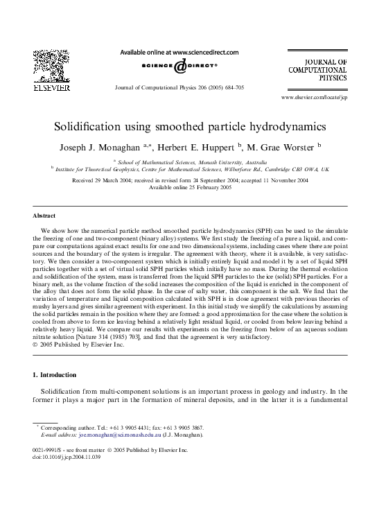 (PDF) Solidification using smoothed particle hydrodynamics