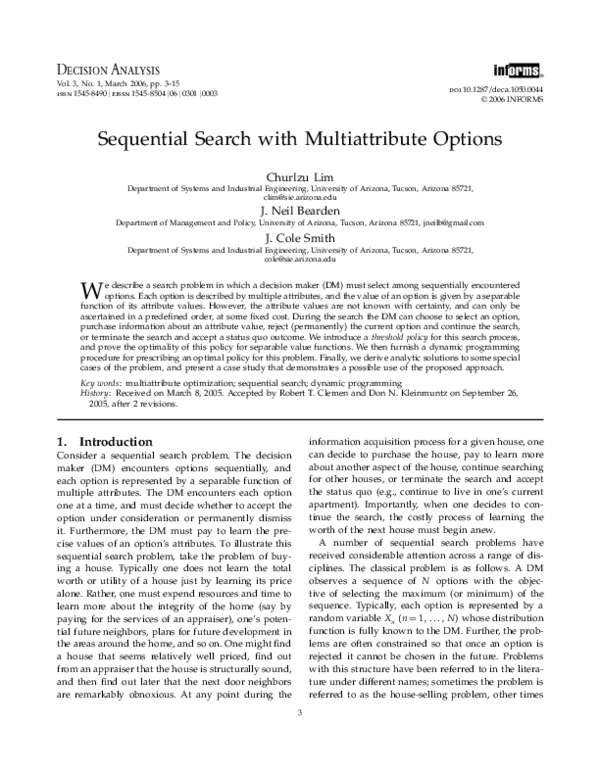 (PDF) Sequential Search with Multiattribute Options | Cole Smith - Academia.edu