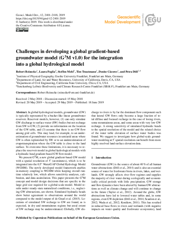 (PDF) Challenges in developing a global gradient-based groundwater ...